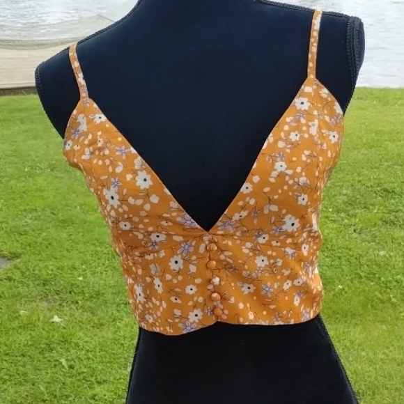Cider | Tops | Cider Yellow Sleeveless Crop Camisole With Tie Front ...